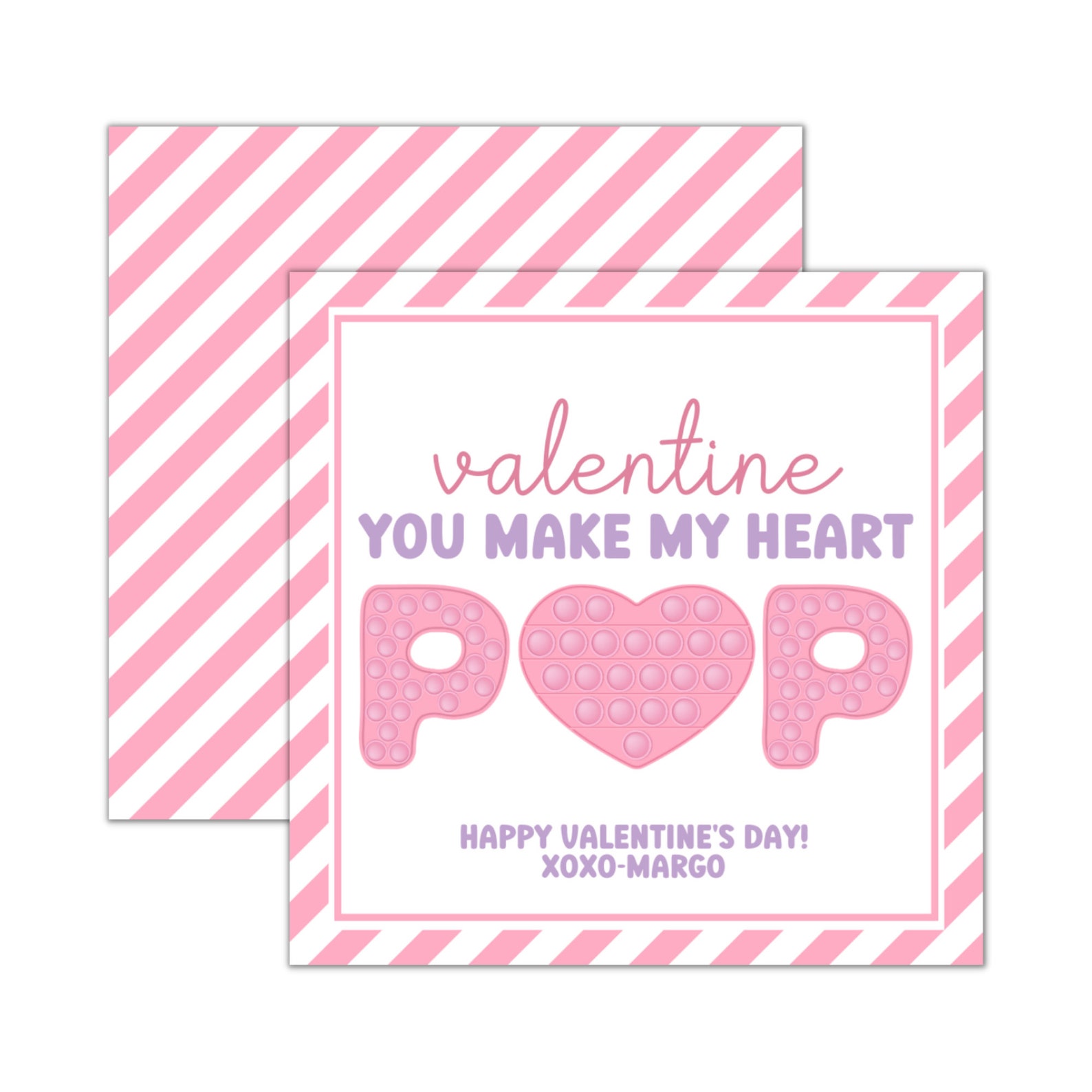 Valentine's Day Pop It Tags, Classroom Valentines, Printable Pop It ...
