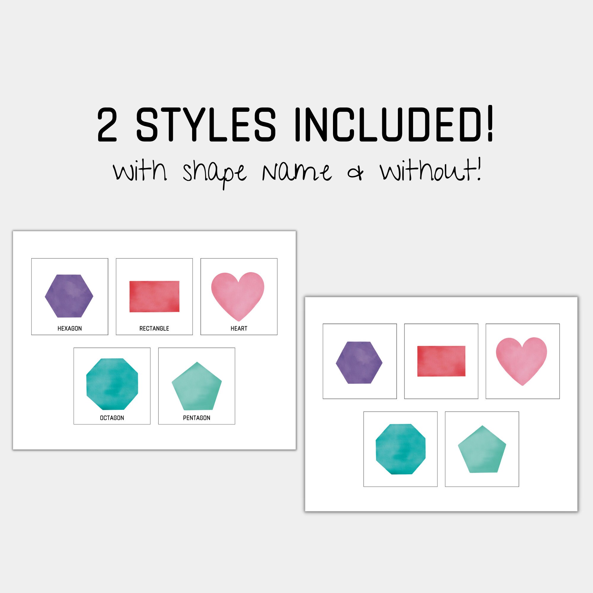 Rainbow Shapes Flash Cards, Preschool Materials, Homeschool Printables ...