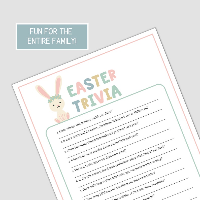 Easter Trivia, Easter Trivia Game Printable, Easter Trivia Facts ...