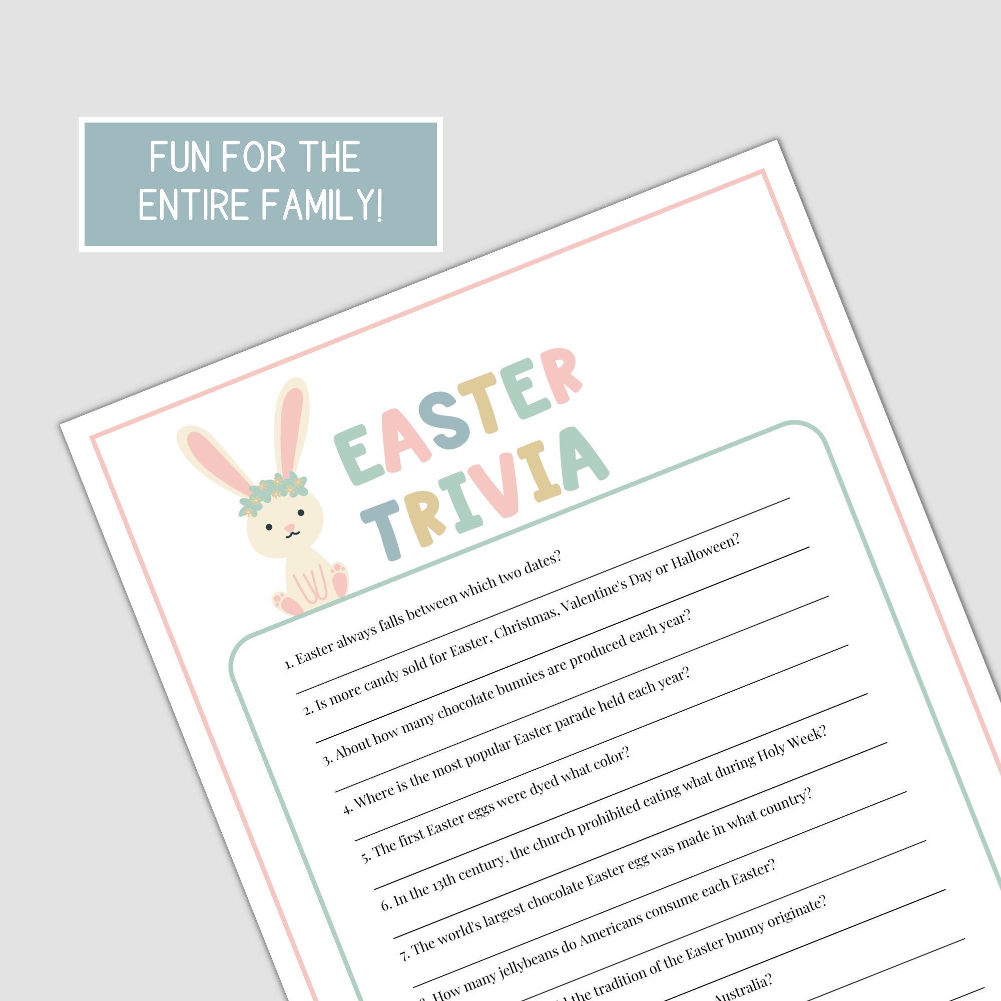 Easter Trivia, Easter Trivia Game Printable, Easter Trivia Facts ...