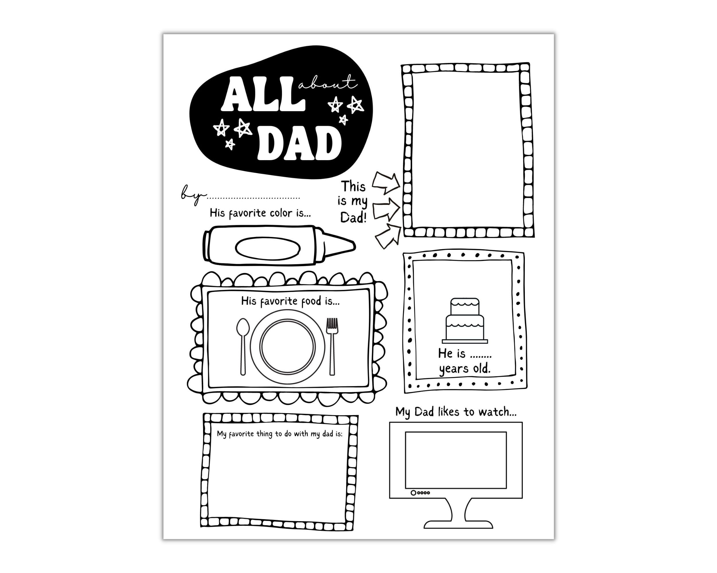 Fathers Day Questionnaire Printable All About Dad Etsy