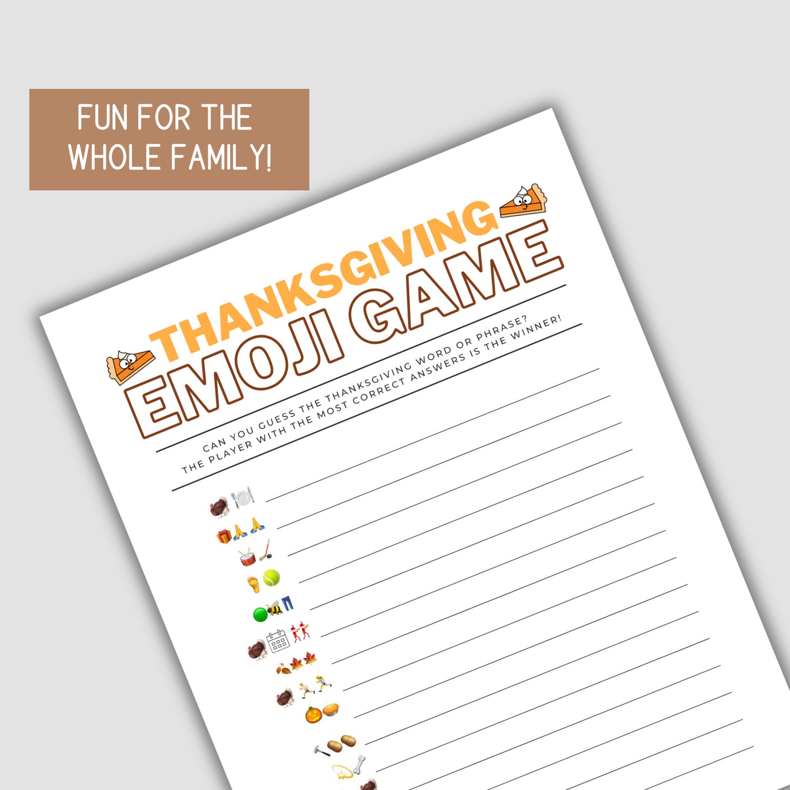 Thanksgiving Emoji Game Printable, 2023 Thanksgiving Game, Emoji ...