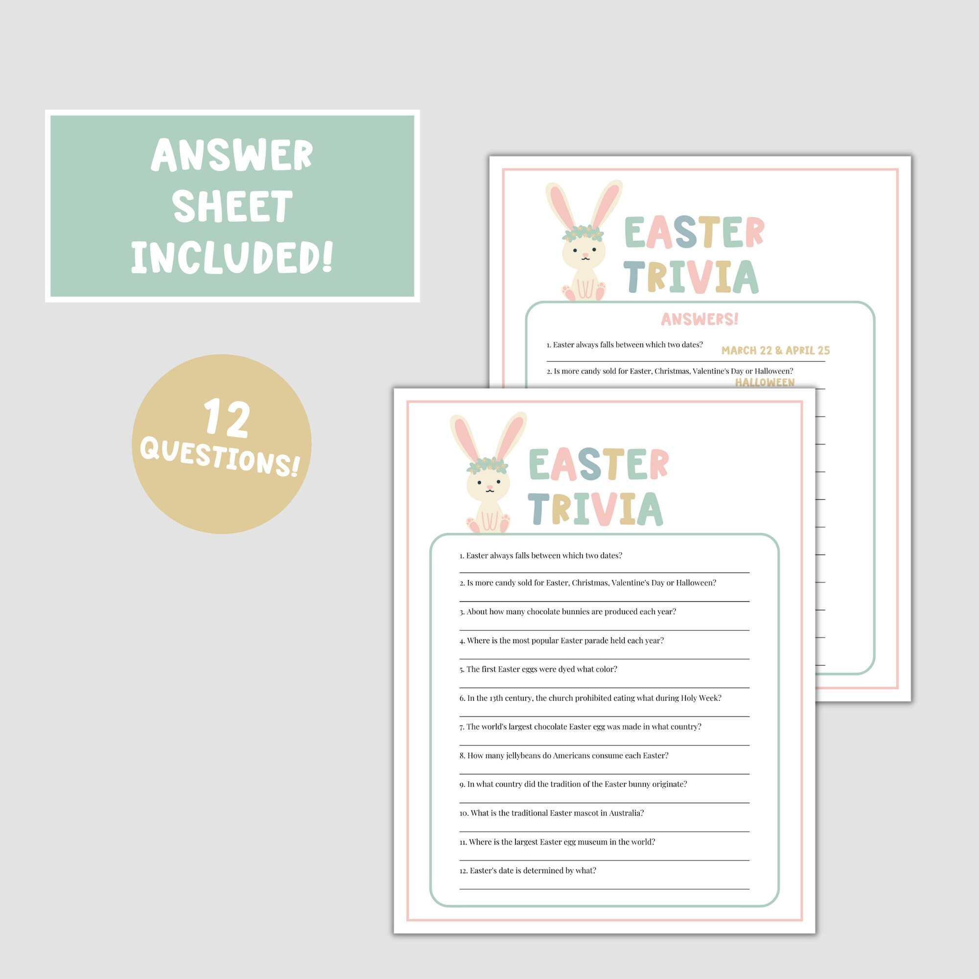 Easter Trivia, Easter Trivia Game Printable, Easter Trivia Facts ...