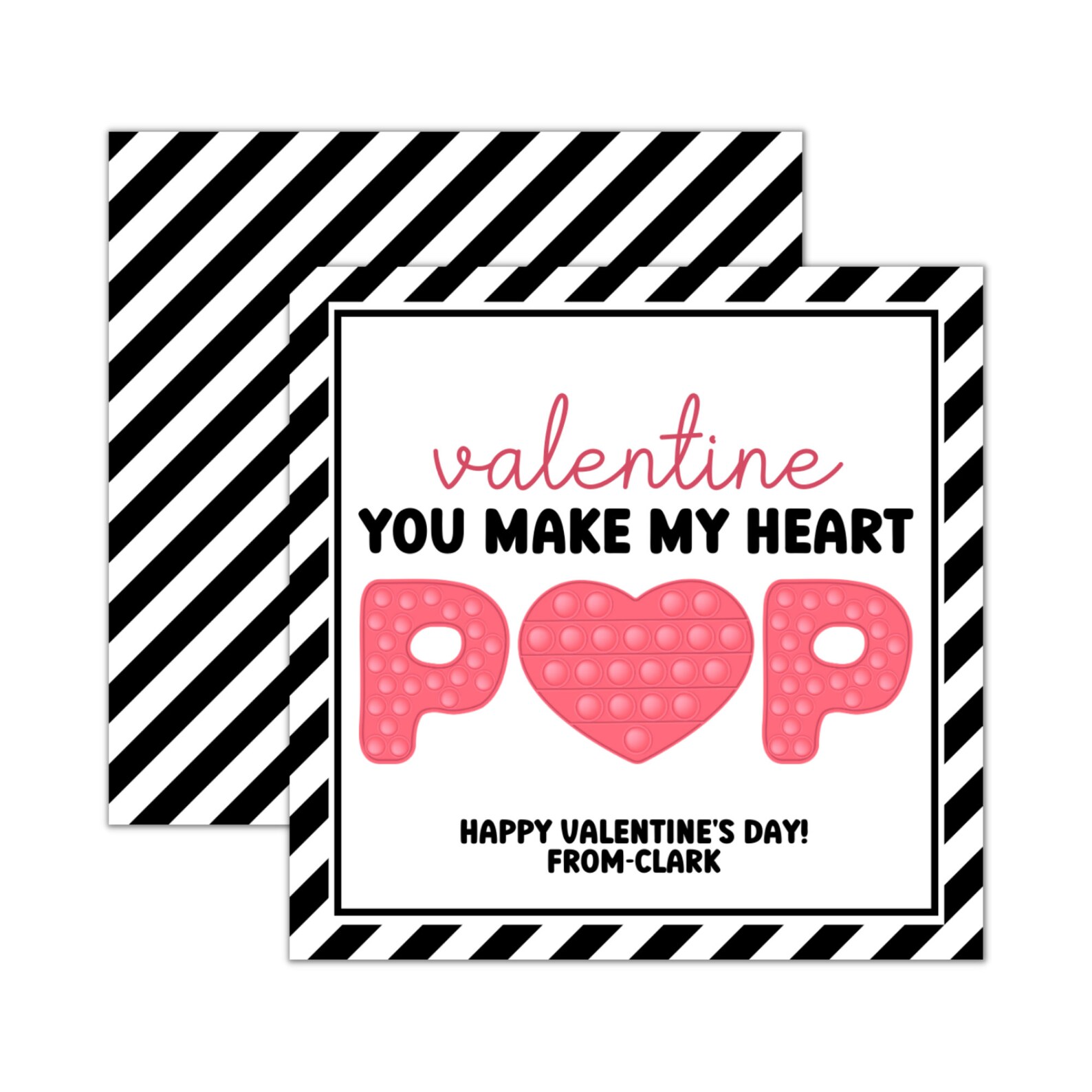 Valentine's Day Pop It Tags, Classroom Valentines, Printable Pop It ...