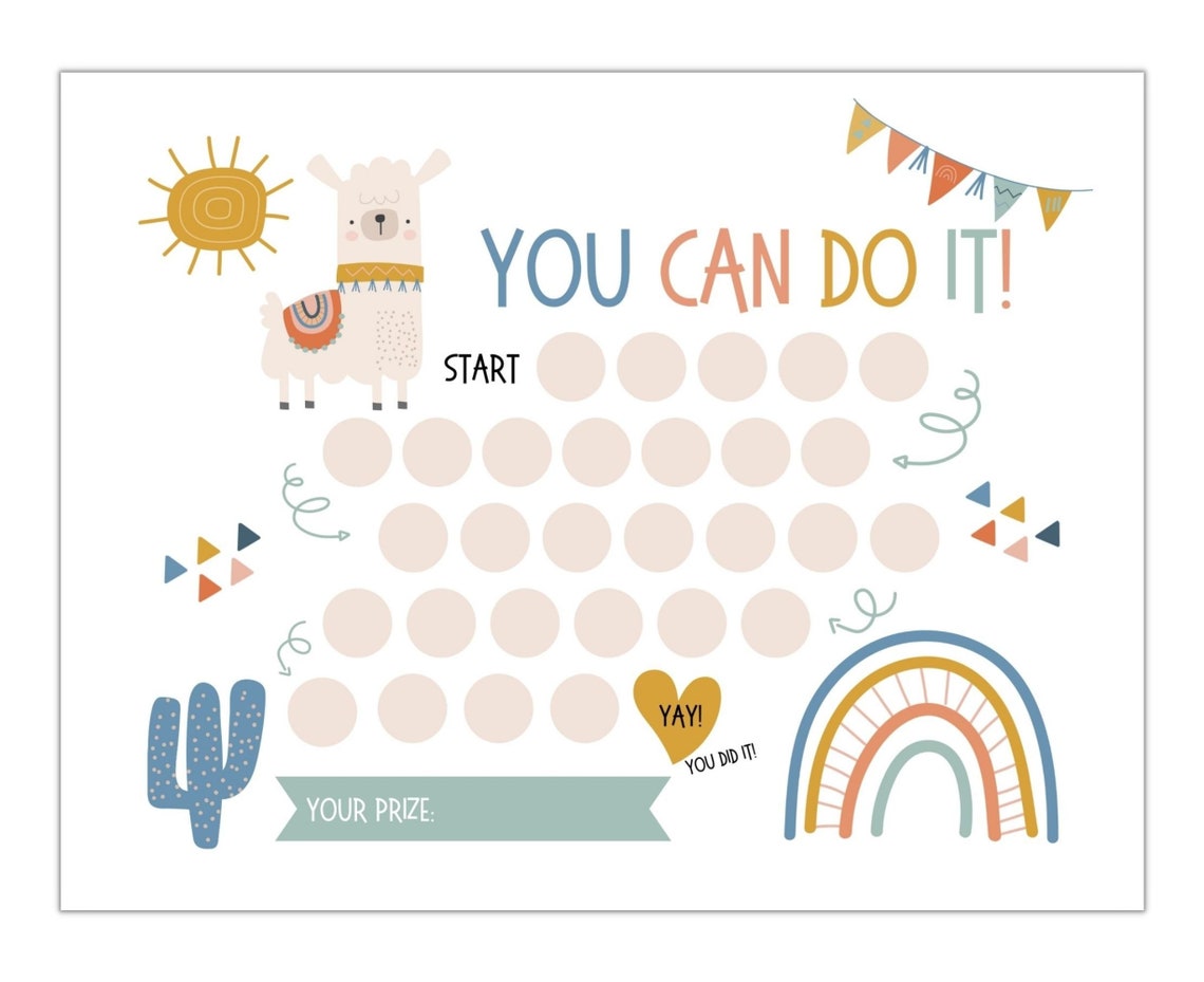 Reward Chart for Kids Printable Rainbow Llama Behavior Chart - Etsy