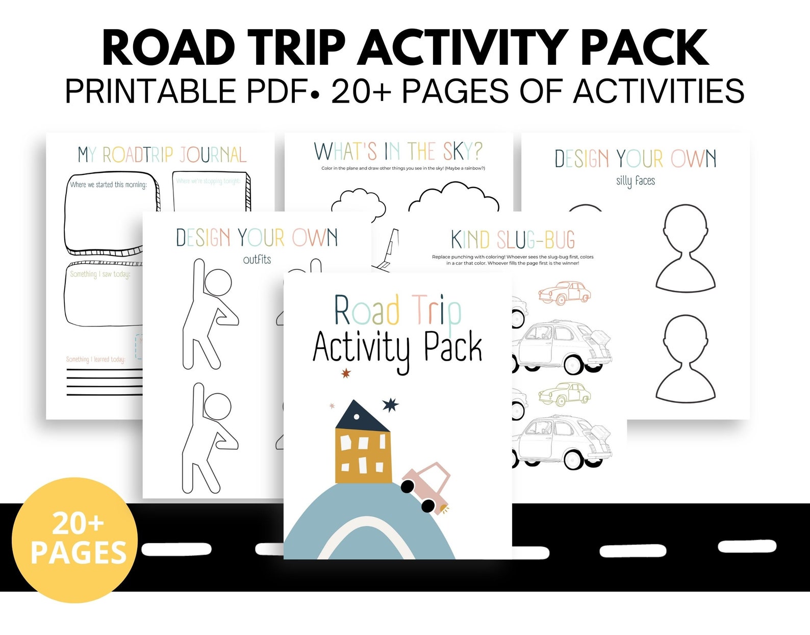 Road Trip Activity Pack, Printable Travel Games for Kids, Kids Travel ...