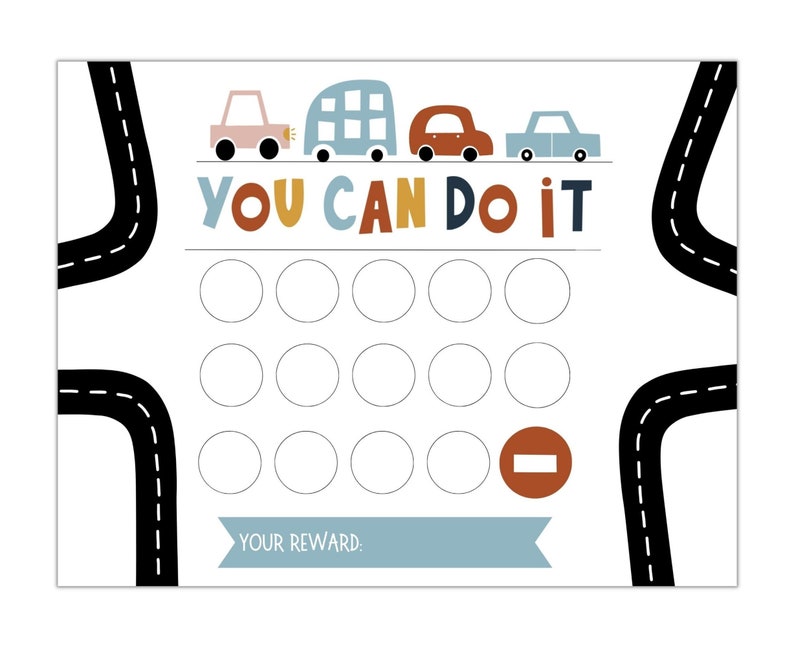 Reward Chart for Kids Printable Cute Cars Behavior Chart | Etsy