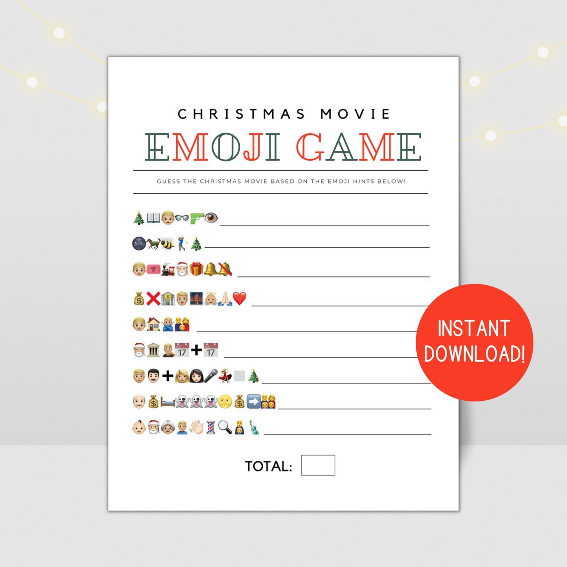Christmas Movies Emoji Pictionary Christmas Party Game for Kids ...