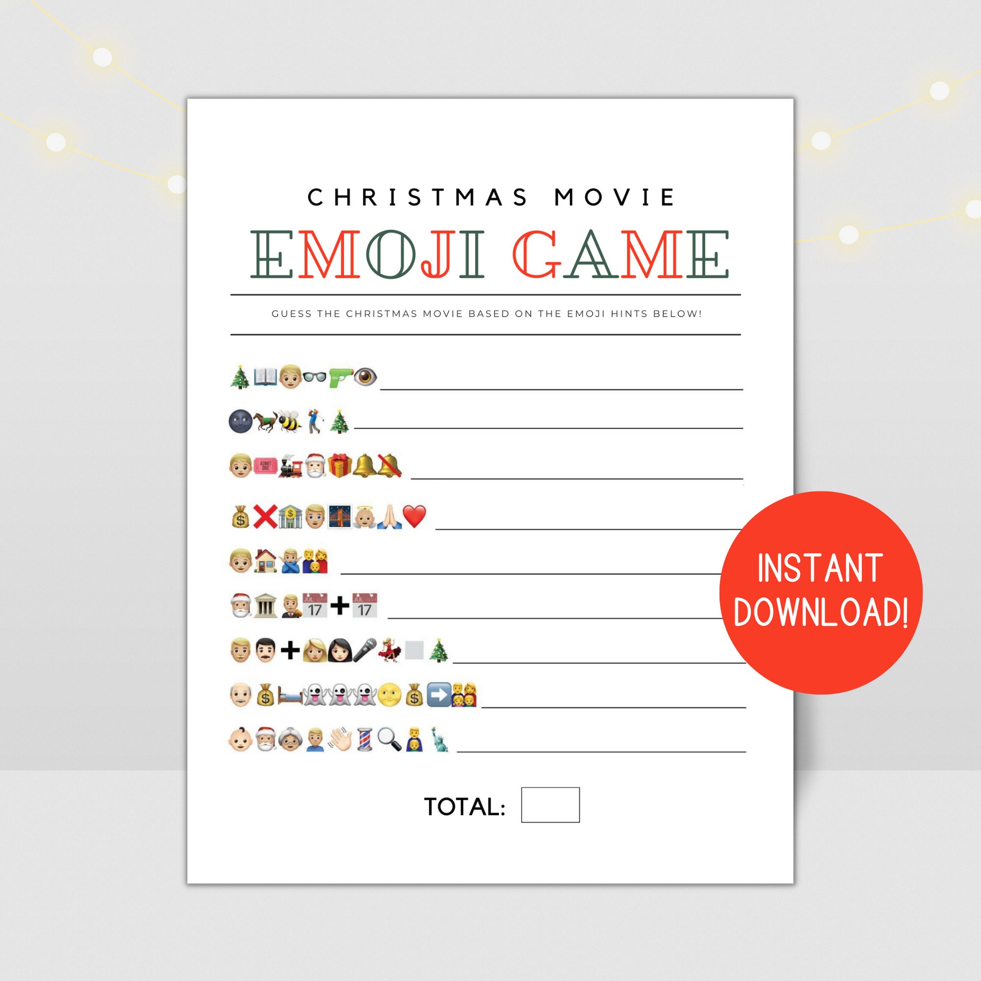 Christmas Movies Emoji Pictionary Christmas Party Game for Kids ...