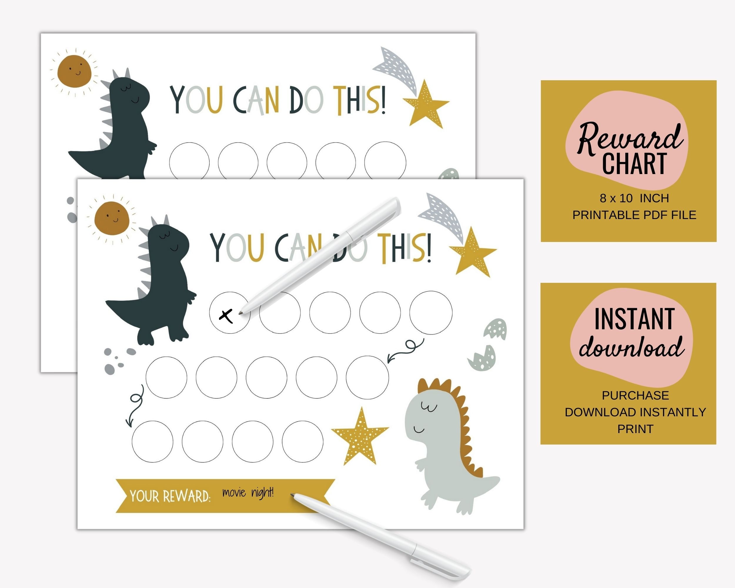 Reward Chart for Kids Printable Dinosaur Behavior Chart | Etsy Canada