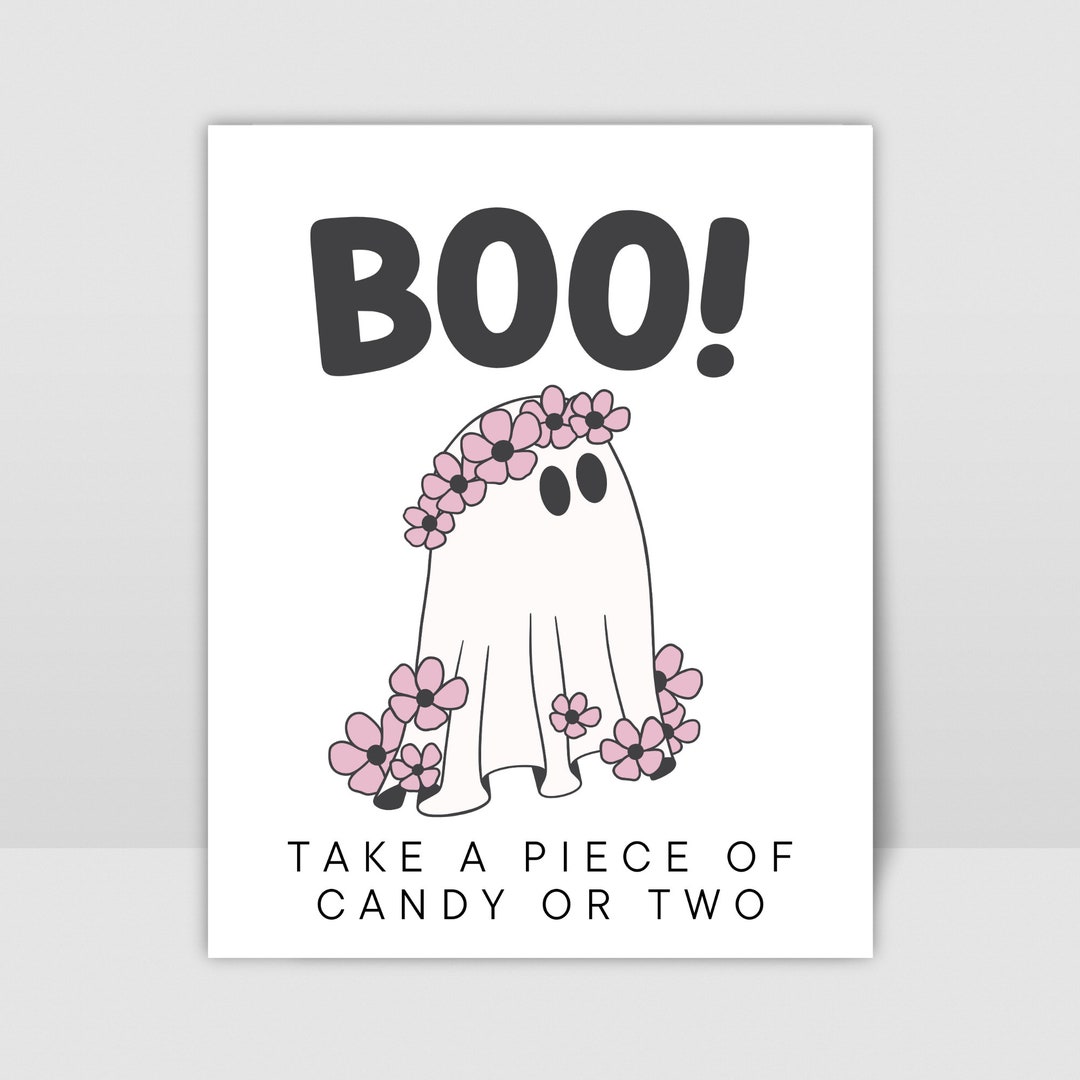 Trick or Treat Please Take One or Two Sign, Halloween Party Decor ...