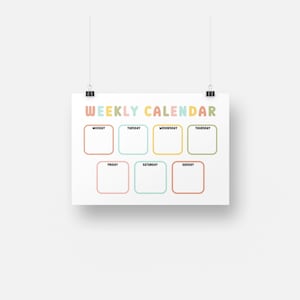 Weekly Calendar for Kids Preschool Printable Printable | Etsy