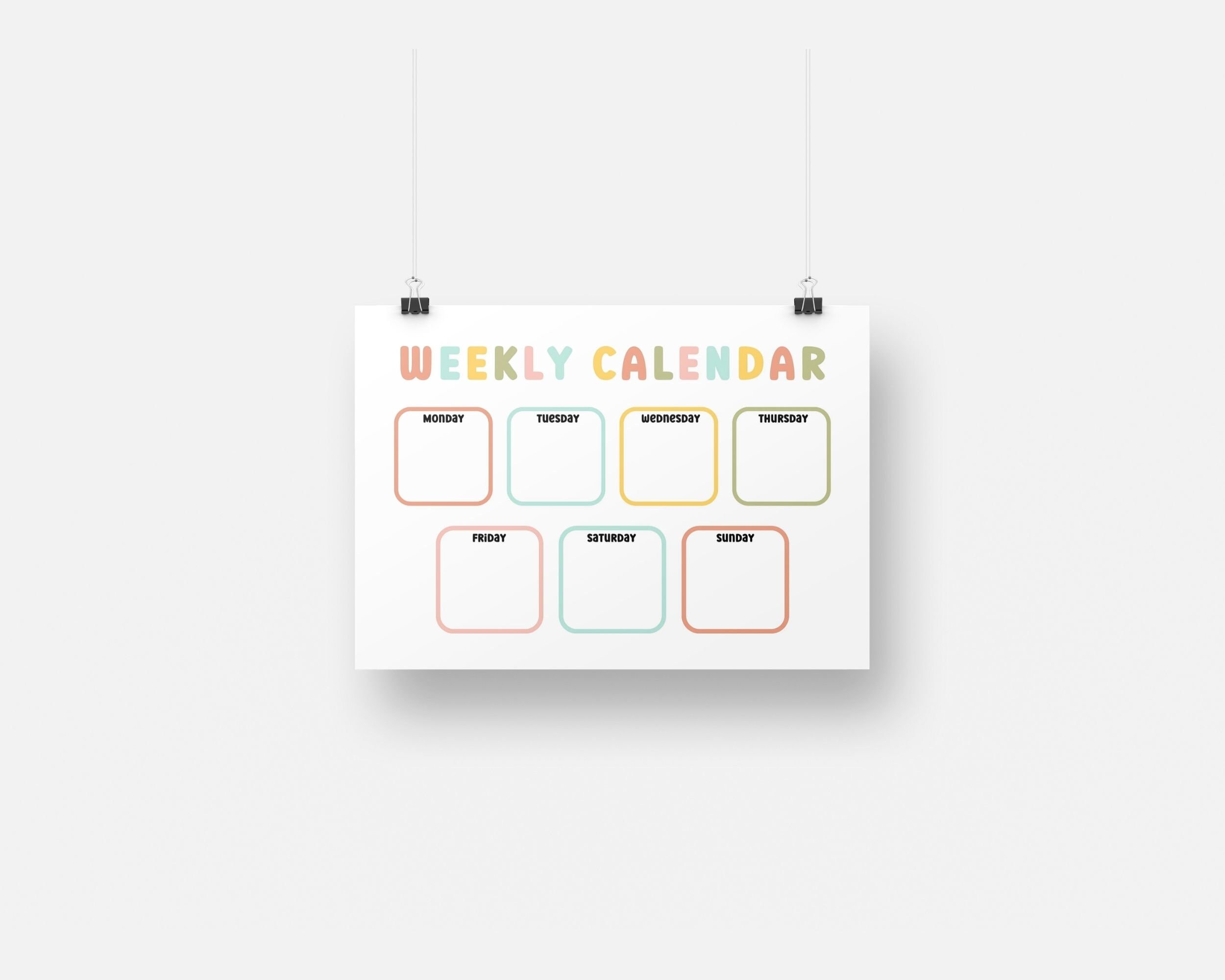 Weekly Calendar for Kids Preschool Printable Printable | Etsy Australia