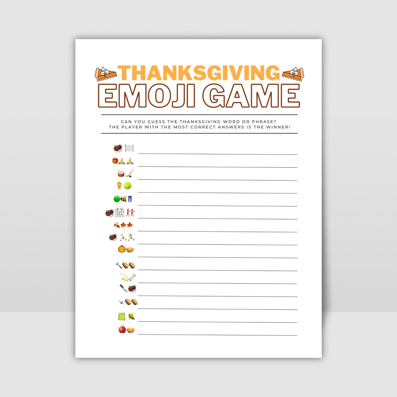 Thanksgiving Emoji Game Printable, 2023 Thanksgiving Game, Emoji ...