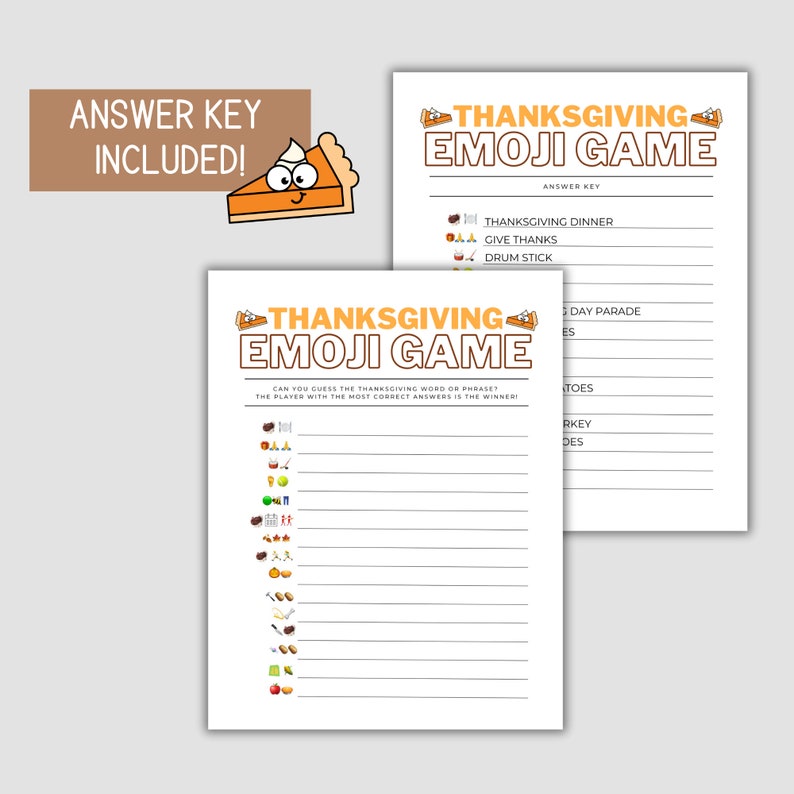 Thanksgiving Emoji Game Printable, 2023 Thanksgiving Game, Emoji ...