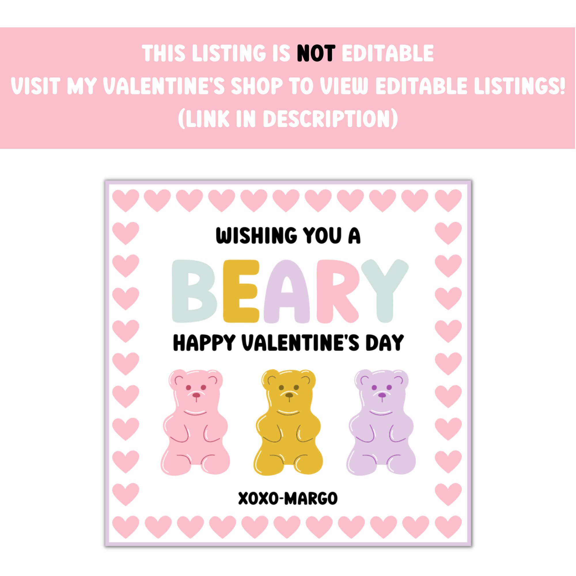Printable Valentines Day Cards for Kids, Classroom Valentine, Gummy ...