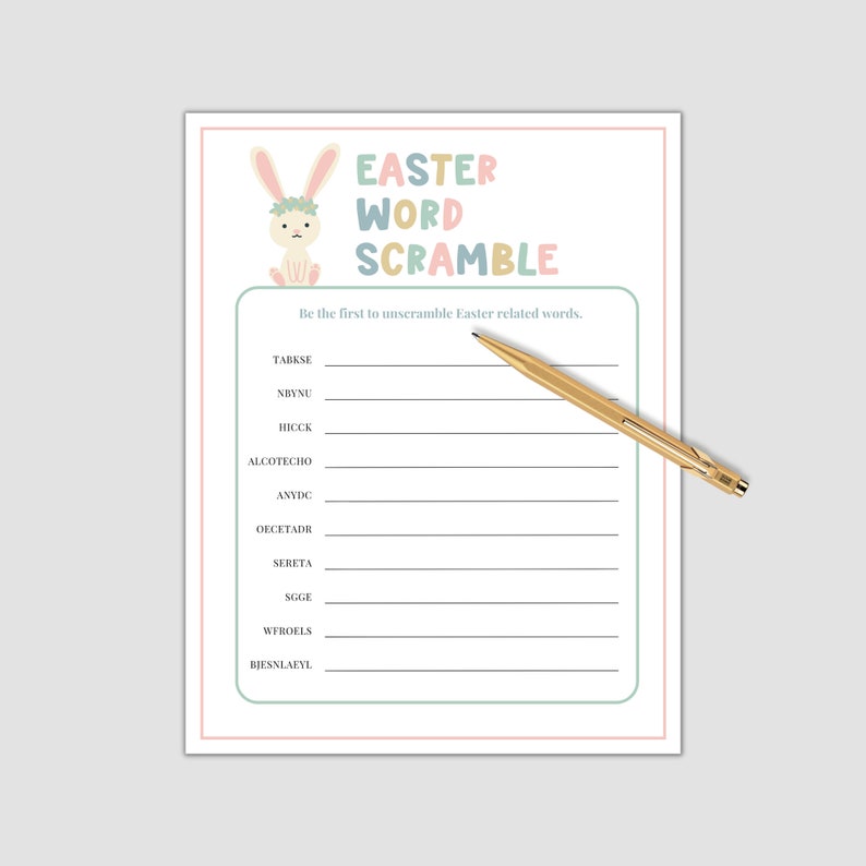Easter Game Printable, Easter Word Scramble, Easter Activity, Teen ...