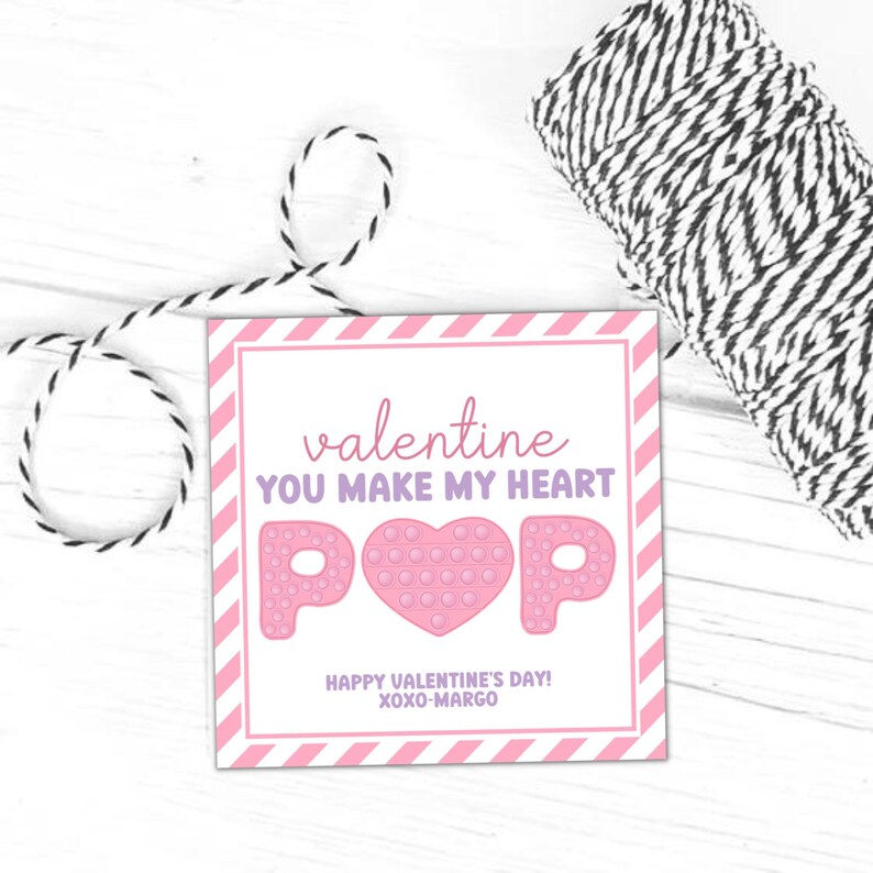 Valentine's Day Pop It Tags, Classroom Valentines, Printable Pop It ...