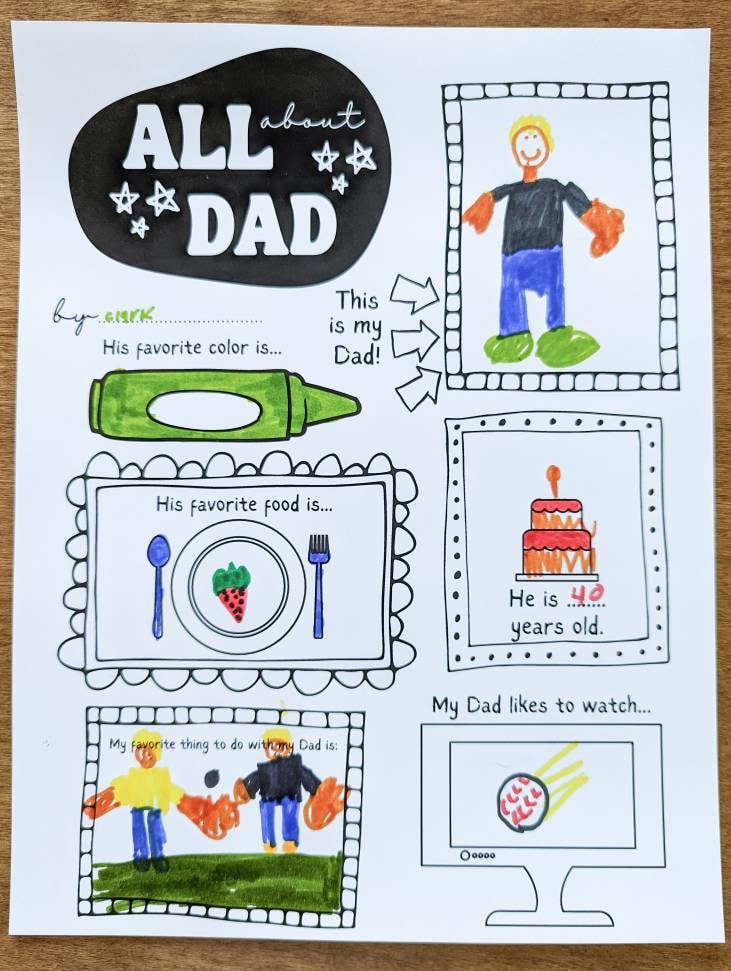 Father's Day Questionnaire Printable All About Dad - Etsy