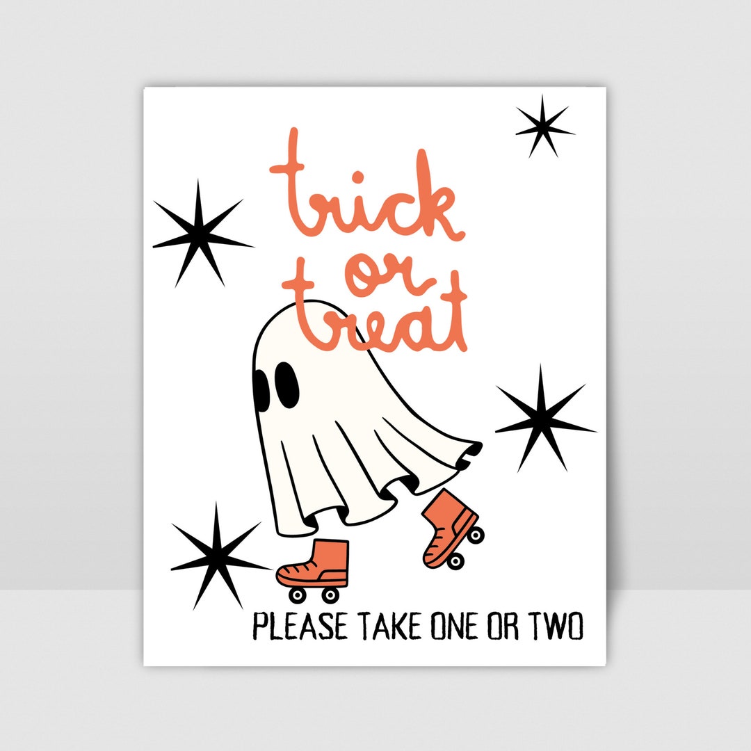 Trick or Treat Please Take One or Two Sign, Halloween Party Decor ...
