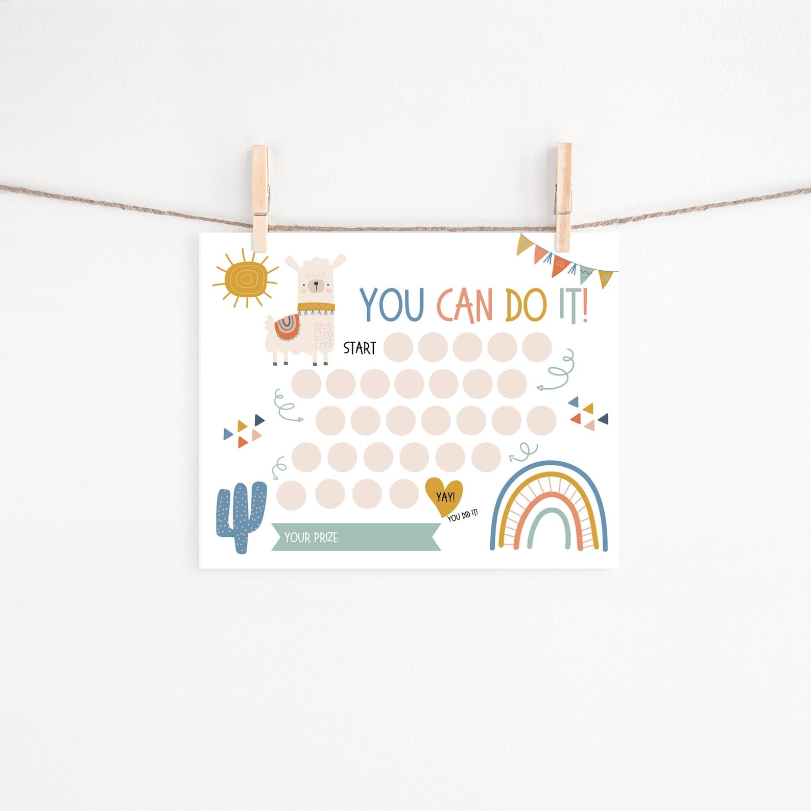 Reward Chart for Kids. Printable Rainbow Llama Behavior Chart, Daily ...