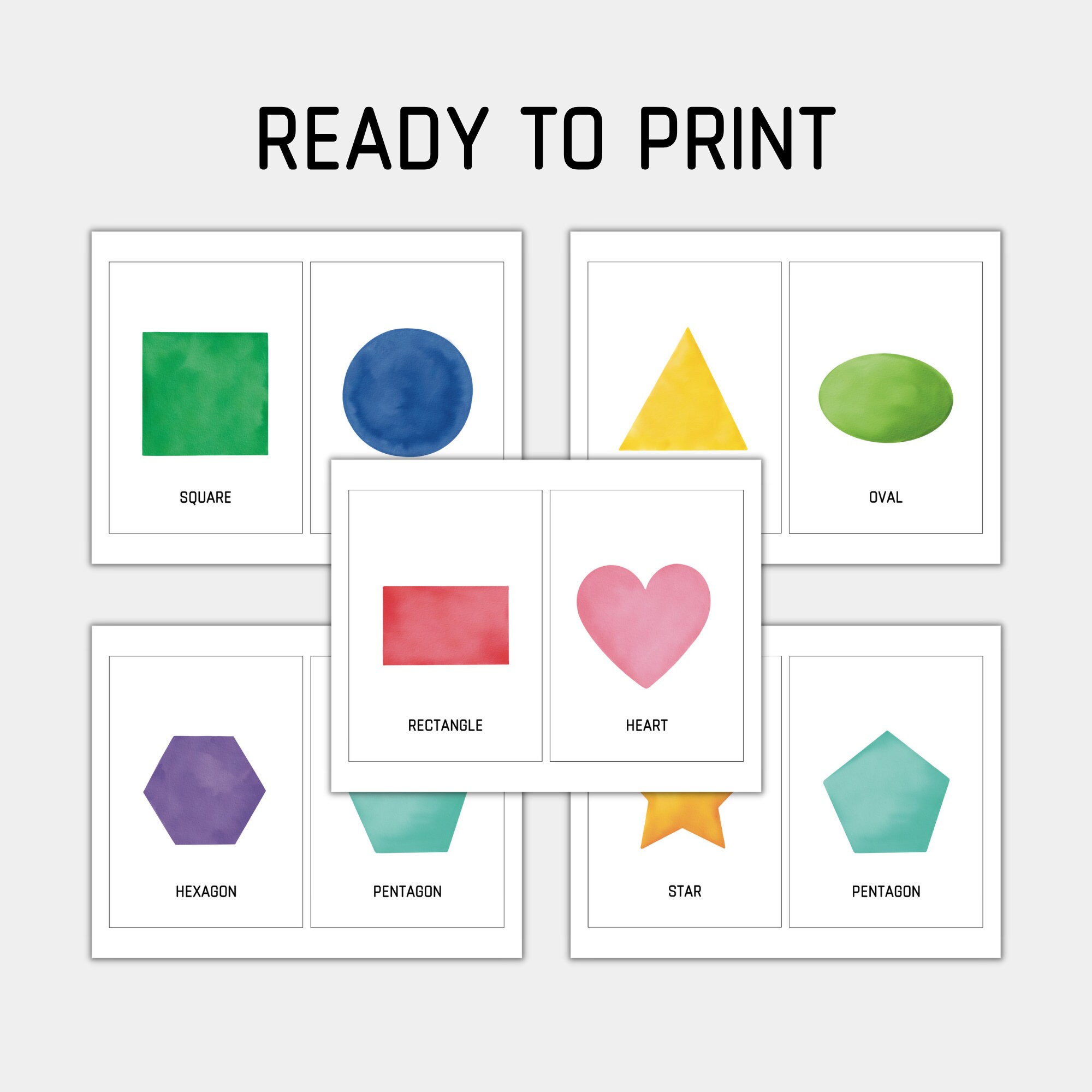 Rainbow Shapes Flash Cards, Preschool Materials, Homeschool Printables ...
