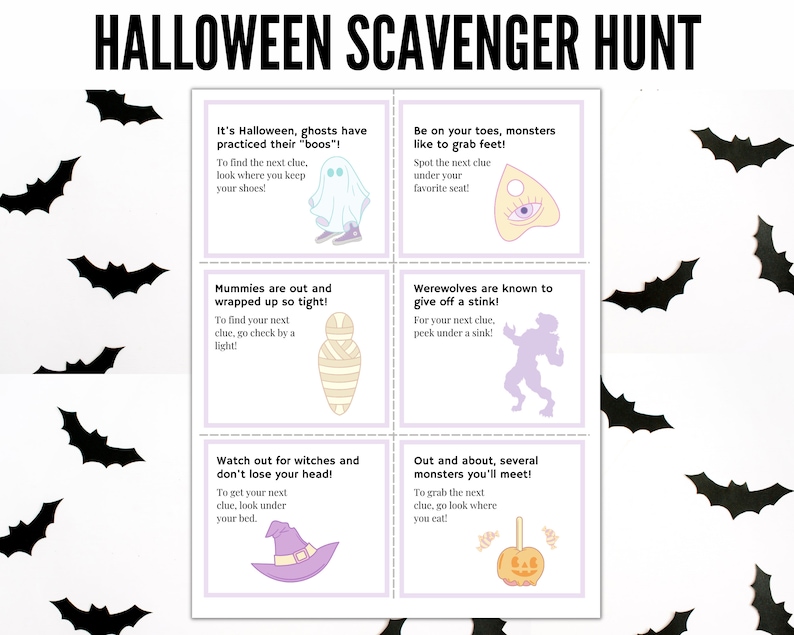 Halloween Scavenger Hunt Printable, Indoor Halloween Scavenger Hunt ...