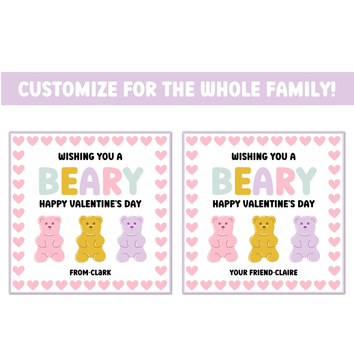 Printable Valentines Day Cards for Kids, Valentine Tags, Gummy Bear ...