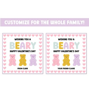 Printable Valentines Day Cards for Kids, Valentine Tags, Gummy Bear ...