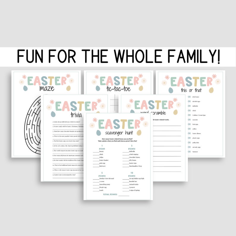 Printable Easter Party Games, Easter Scavenger Hunt, Easter Games for ...