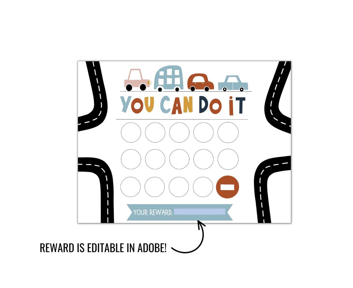 Reward Chart for Kids Printable Cute Cars Behavior Chart | Etsy