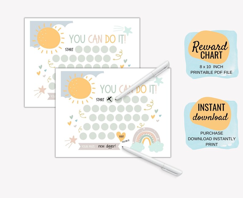 Reward Chart for Kids Printable Rainbow Behavior Chart | Etsy