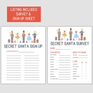Secret Santa Questionnaire Printable for Holiday Gift Exchange, Holiday ...