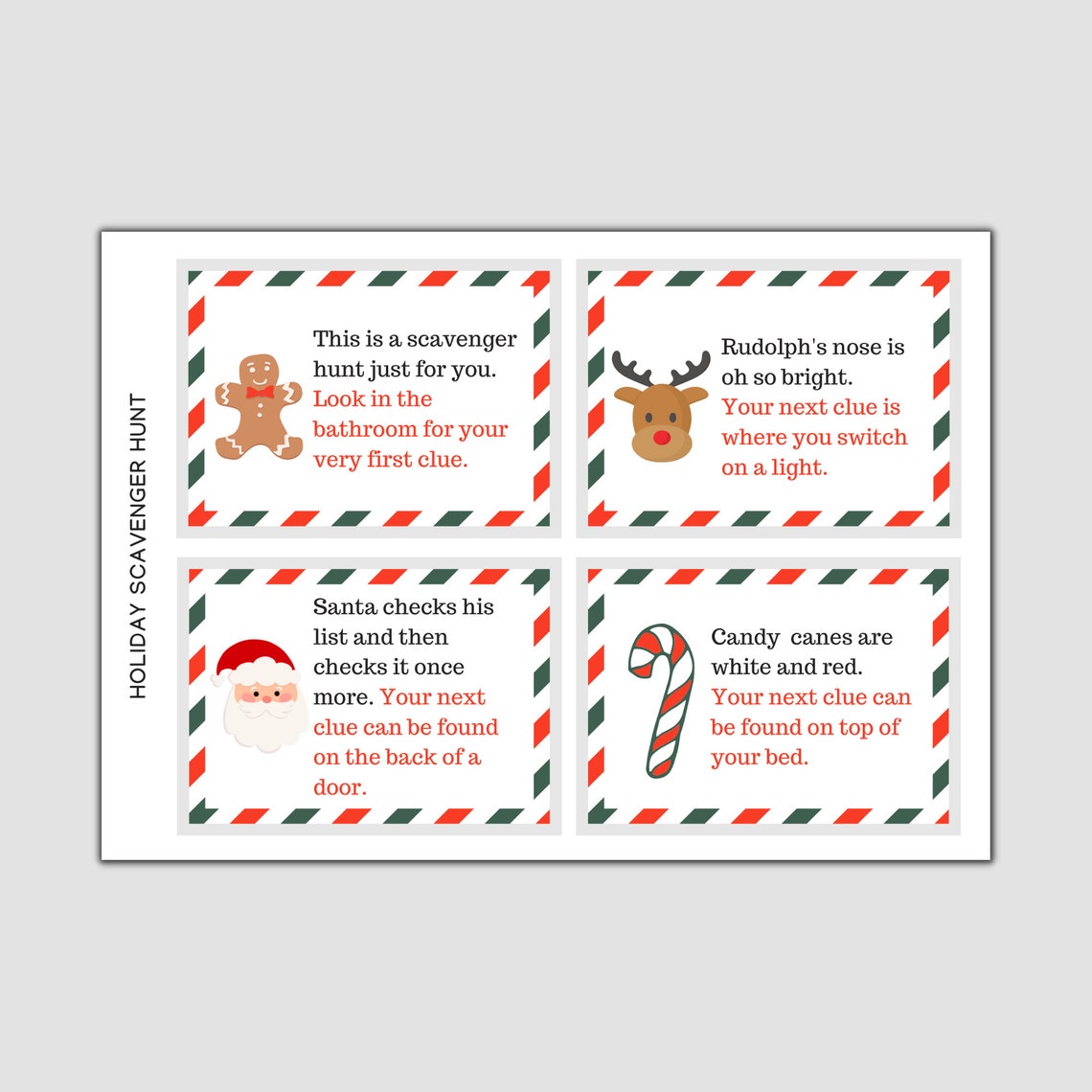Indoor Christmas Treasure Hunt丨christmas Scavenger Hunt Cards丨christmas ...