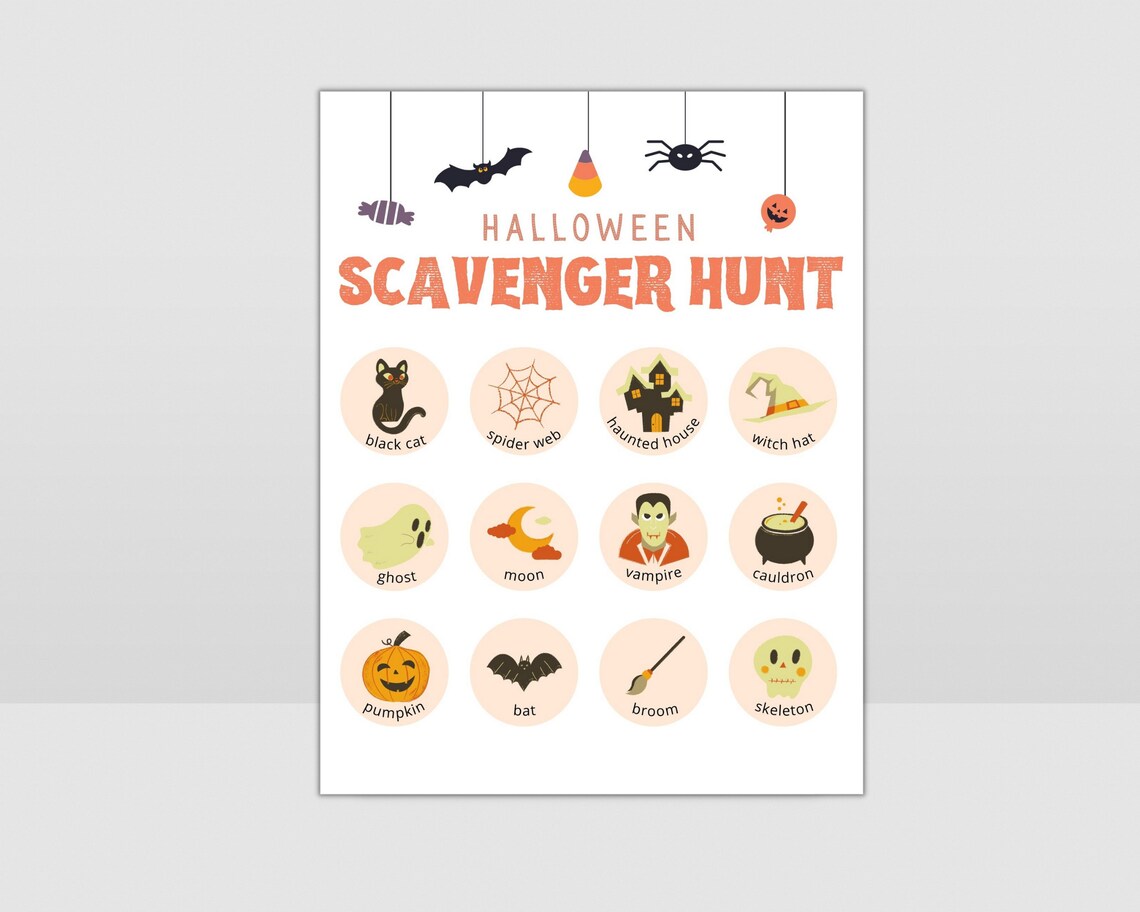 Outdoor Halloween Scavenger Hunt, Printable Halloween Kids Activity ...