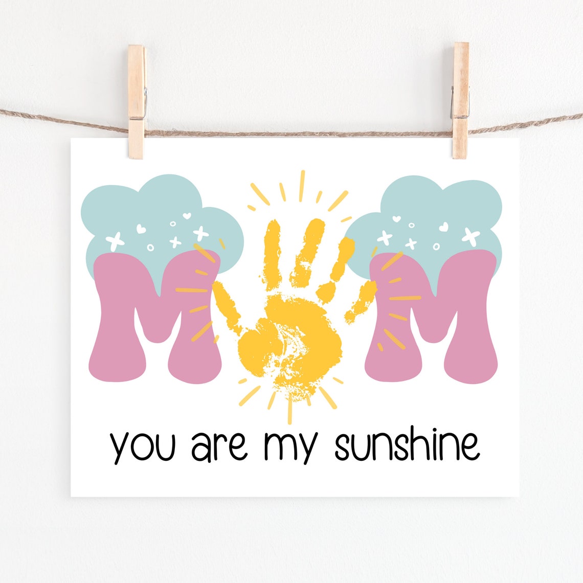 Mother's Day Handprint Gift Art Printable Handprint Art - Etsy