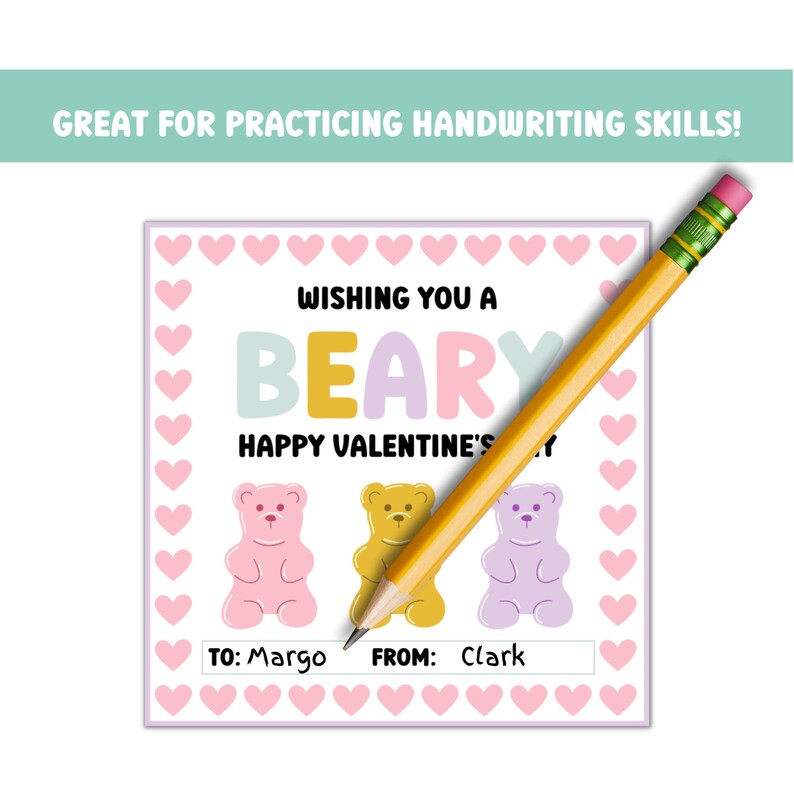 Printable Valentines Day Cards for Kids, Classroom Valentine, Gummy ...
