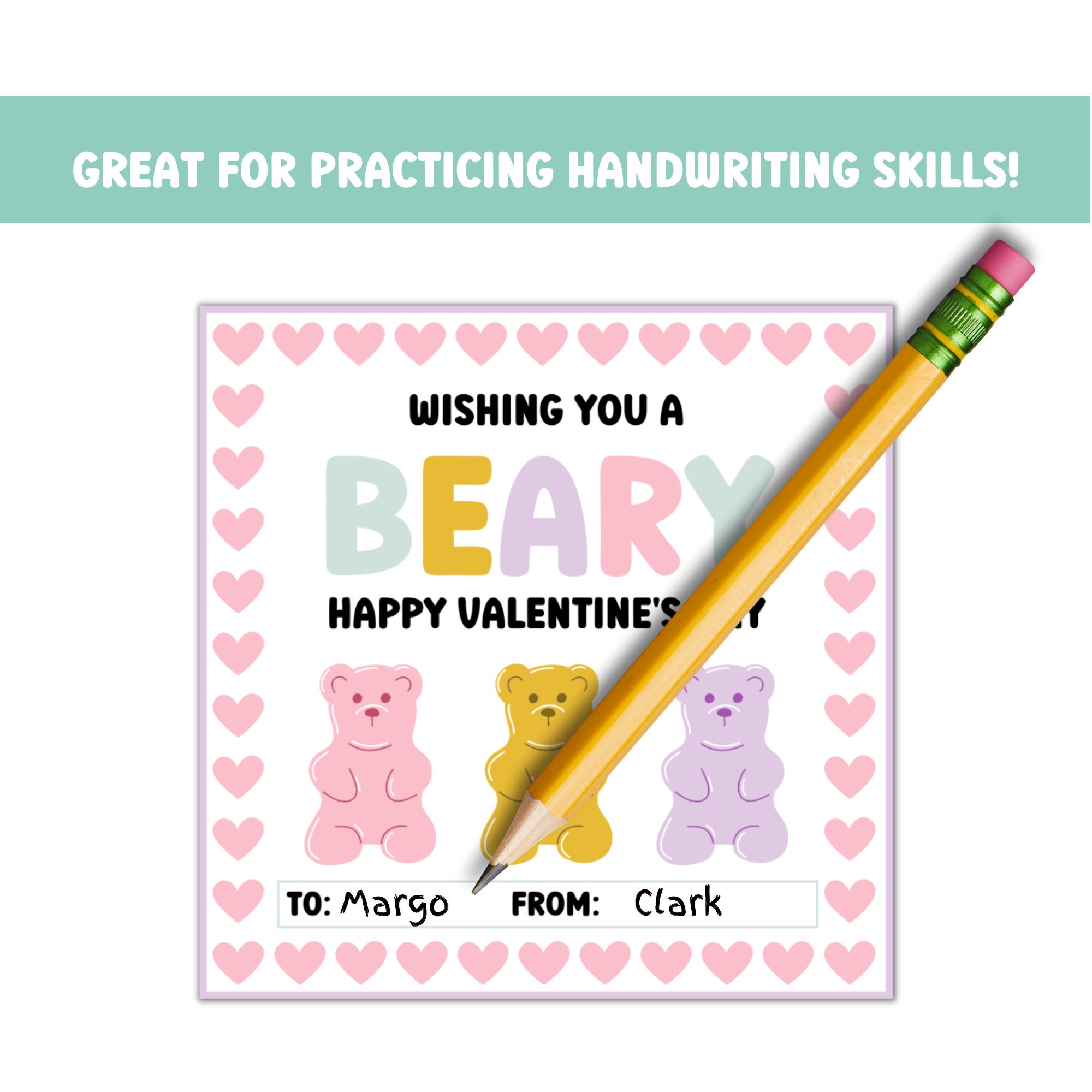 Printable Valentines Day Cards for Kids, Classroom Valentine, Gummy ...