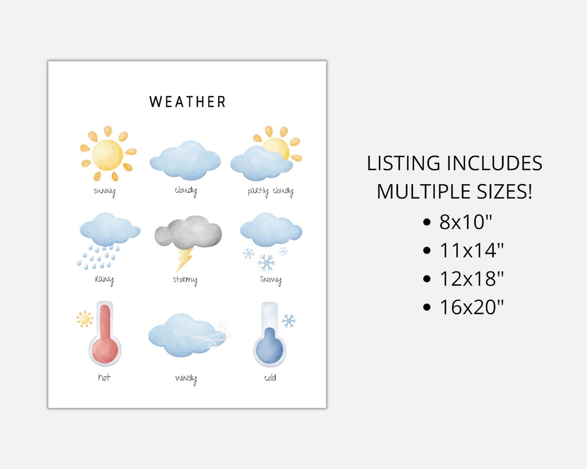 Weather Chart Education Printable Homeschool Resources - Etsy