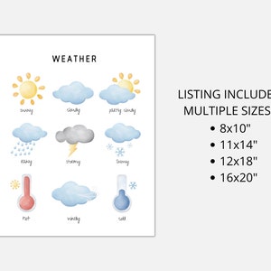 Weather Chart Education Printable, Homeschool Resources Learning ...