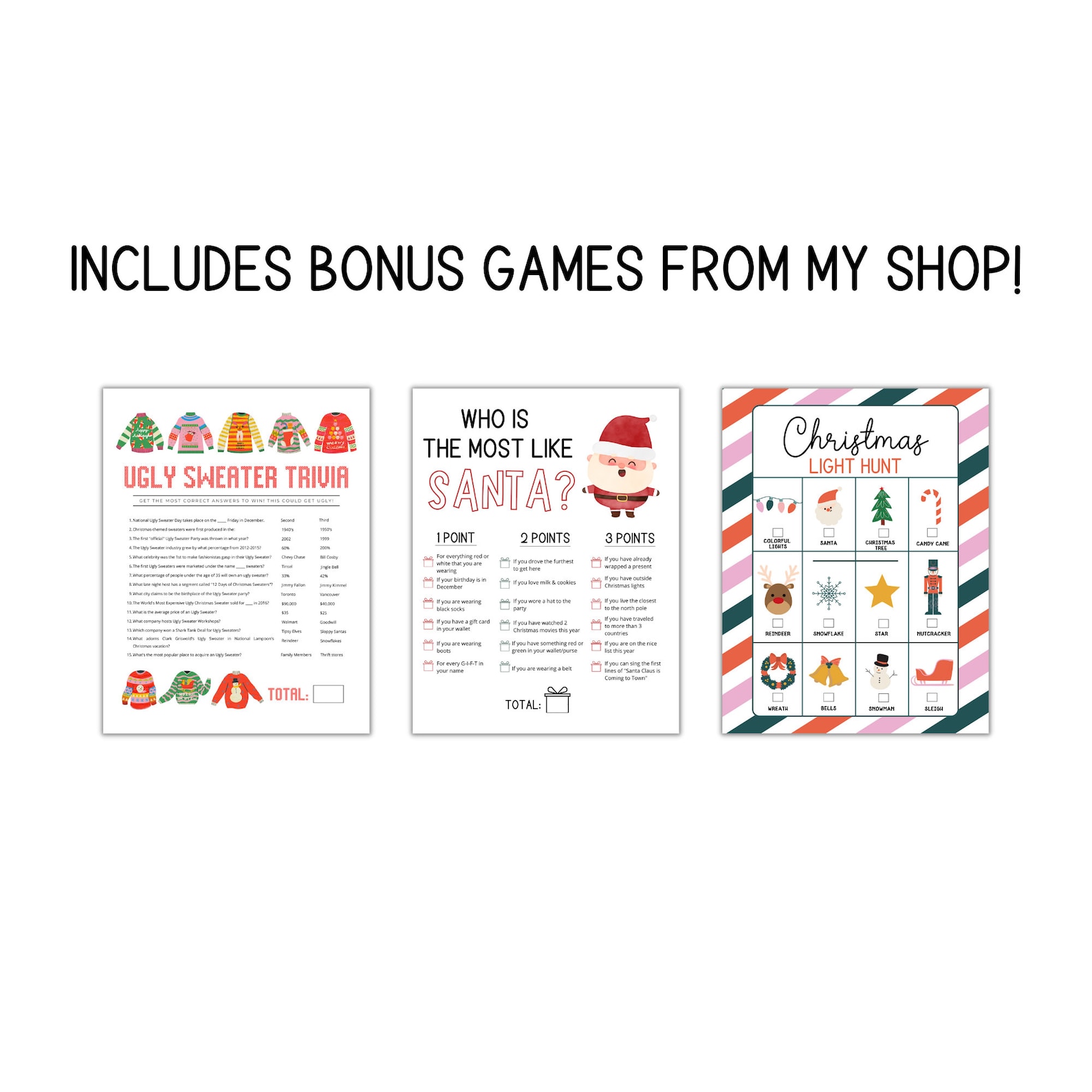 25 Christmas Games Bundle, Christmas Games, Family Christmas Games ...