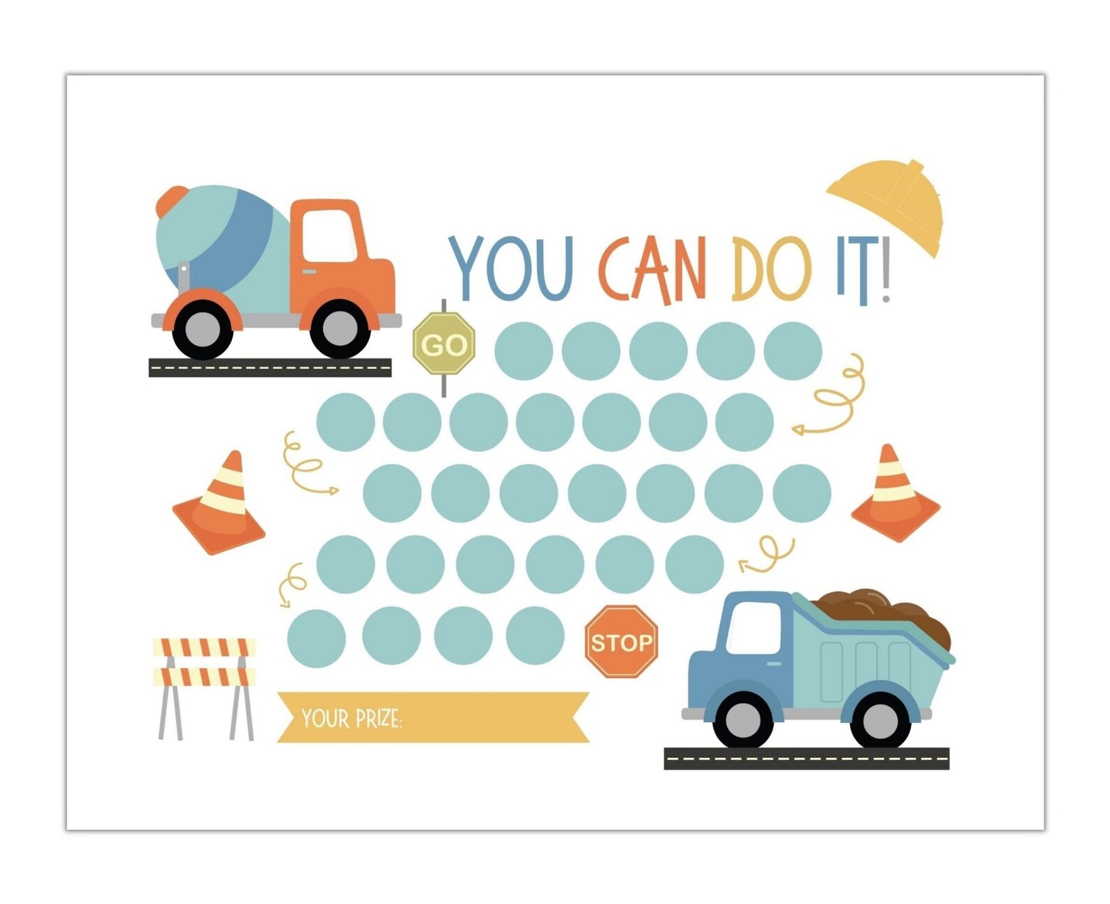 Reward Chart for Kidsprintable Construction Trucks Behavior - Etsy
