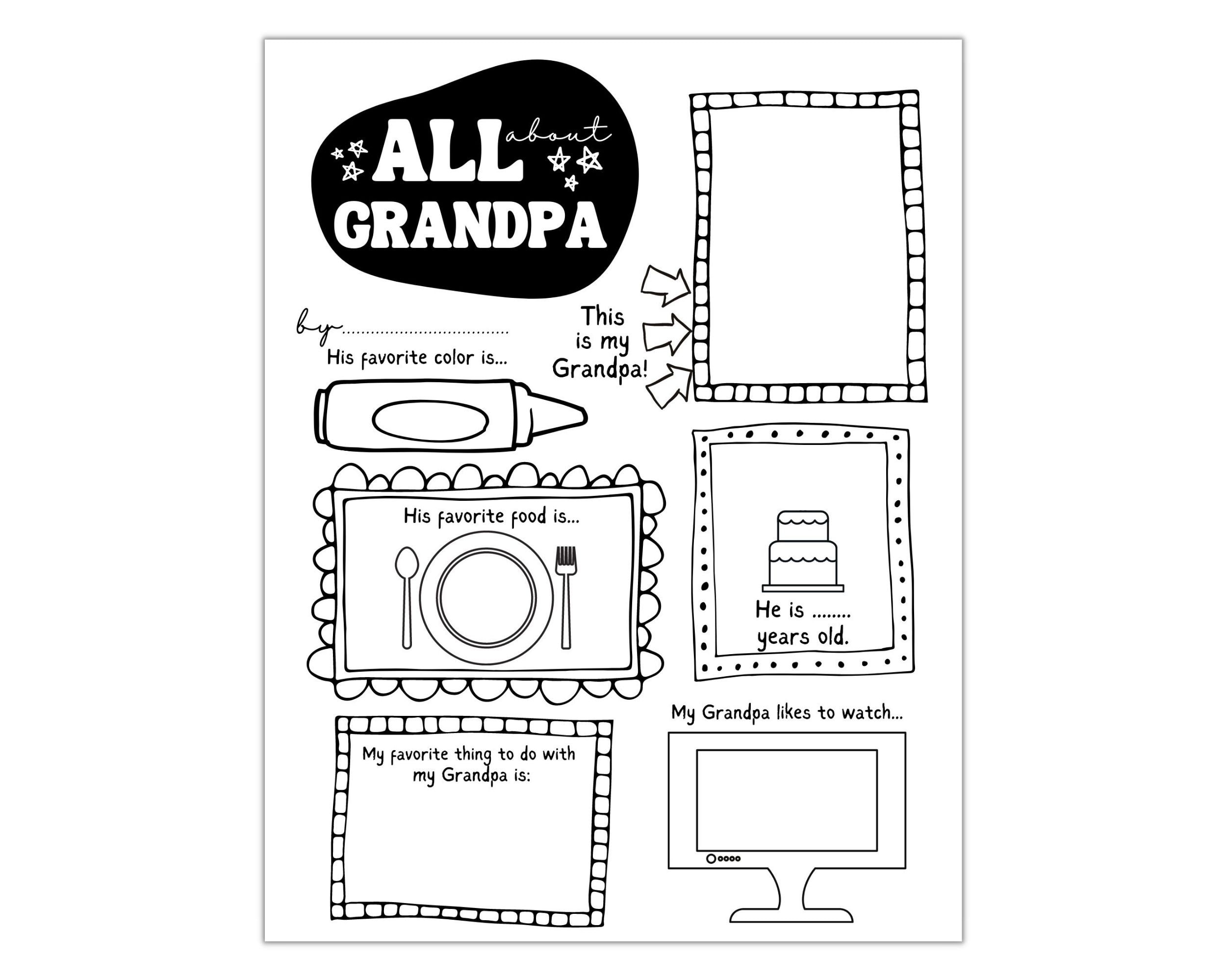 Father's Day Questionnaire Printable, All About Grandpa Fill in ...