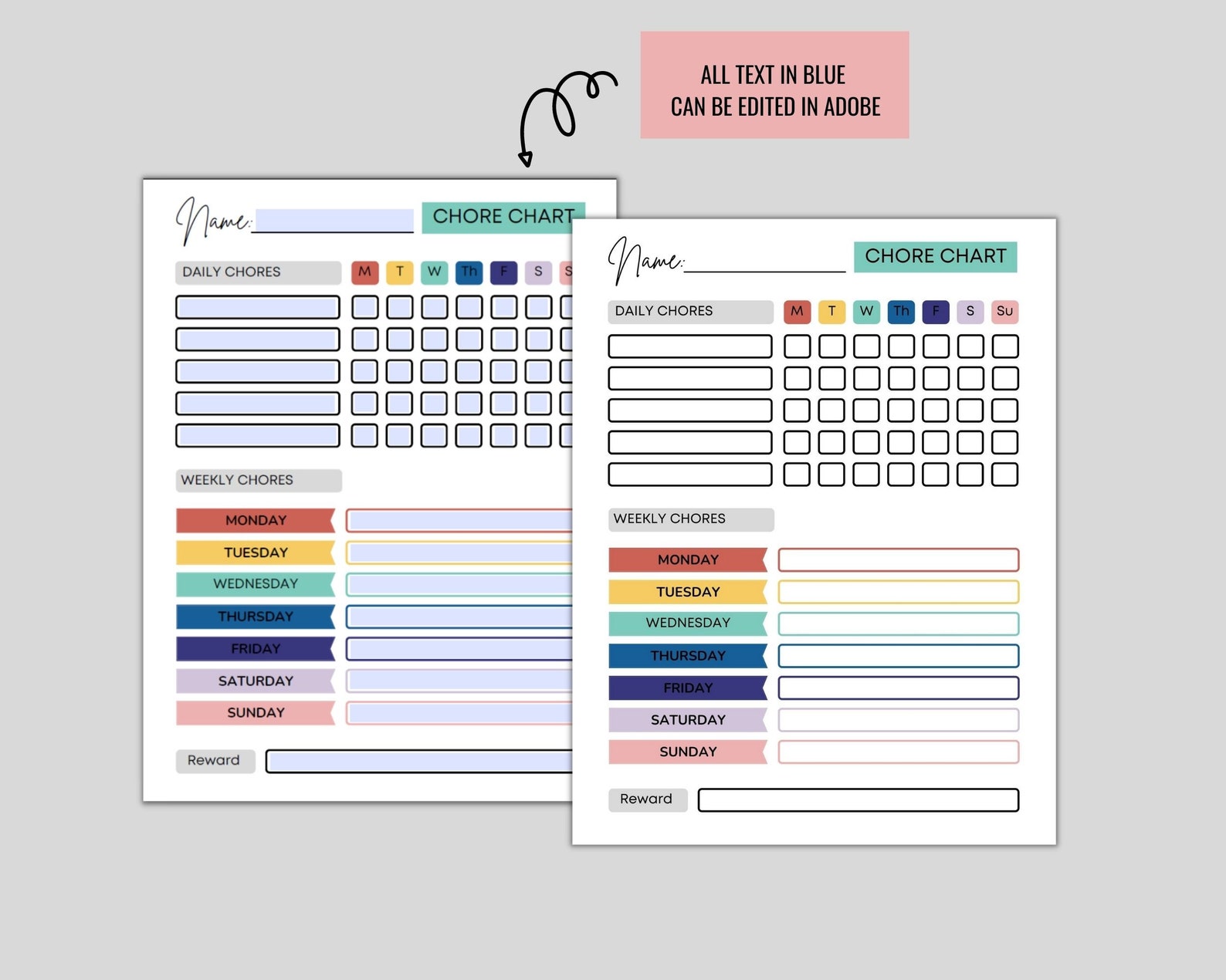 Weekly Daily Chore Chart for Kids Responsibility Chart Homeschool My ...