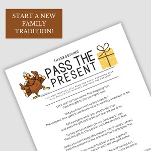 2023 Thanksgiving Pass the Present Printable Game for Families or ...