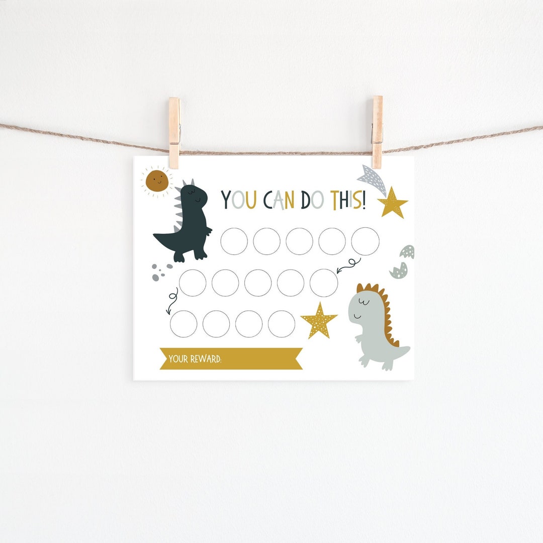 Reward Chart for Kids, Printable Dinosaur Behavior Chart, Daily Chore ...