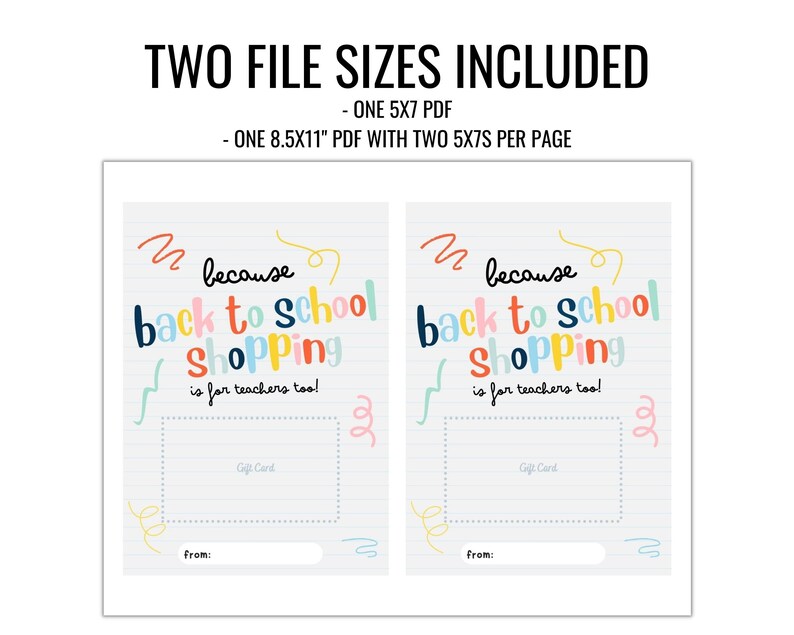 Printable Teacher Gift Card Holder, Back to School Shopping for ...