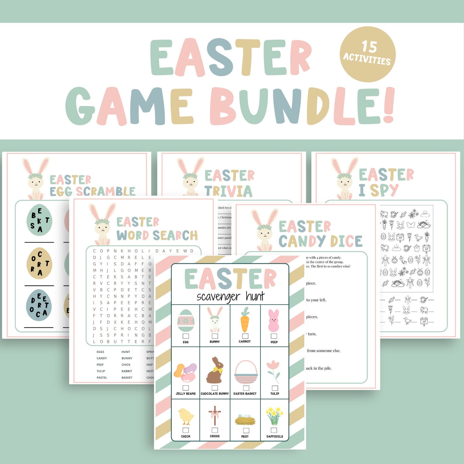 Printable Easter Party Games, Easter Scavenger Hunt, Easter Games for ...