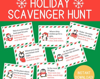 Indoor Christmas Treasure Hunt, Christmas Scavenger Hunt Card ...