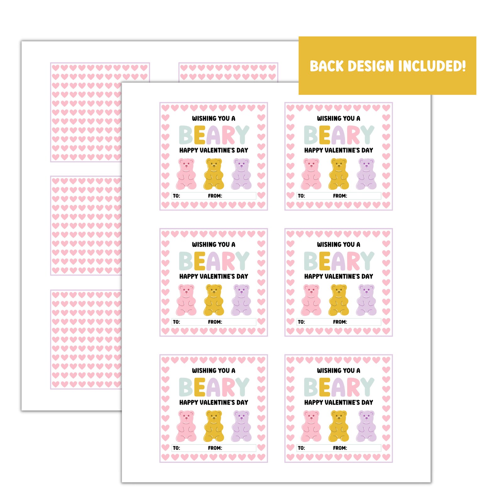 Printable Valentines Day Cards for Kids, Classroom Valentine, Gummy ...